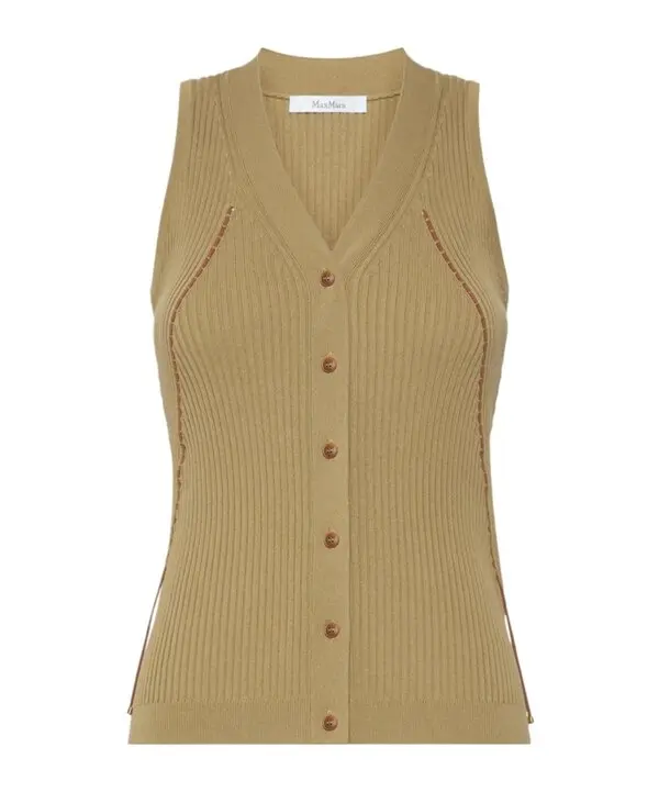 Max Mara Semi-fitted Knit Waistcoat - Khaki