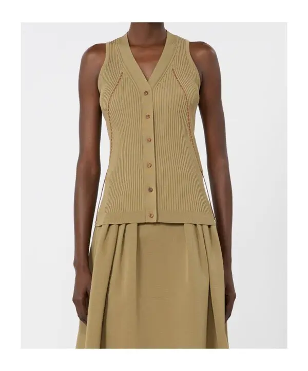 Max Mara Semi-fitted Knit Waistcoat - Khaki