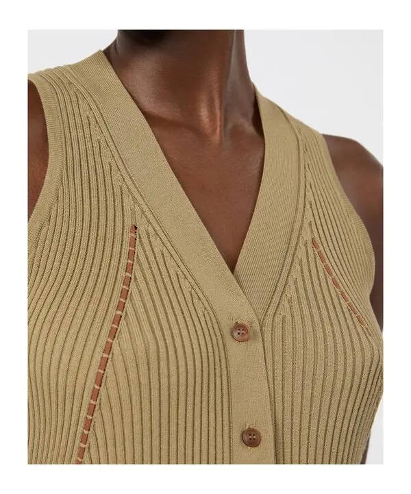 Max Mara Semi-fitted Knit Waistcoat - Khaki