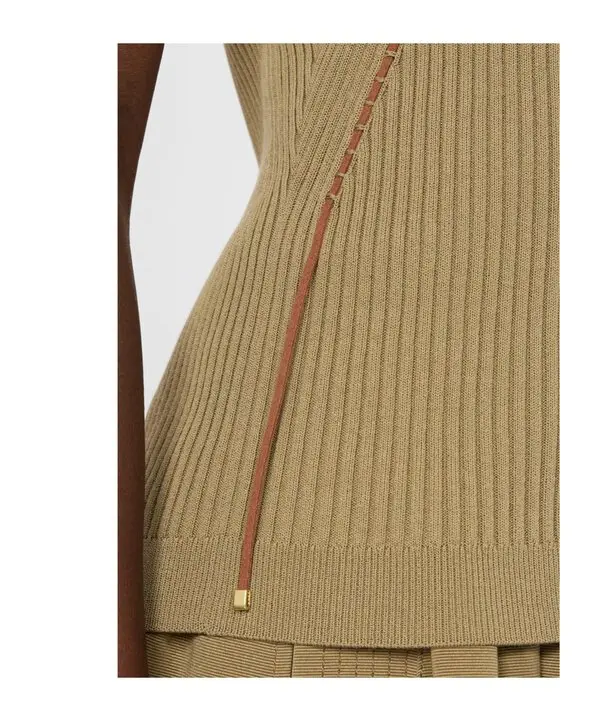 Max Mara Semi-fitted Knit Waistcoat - Khaki