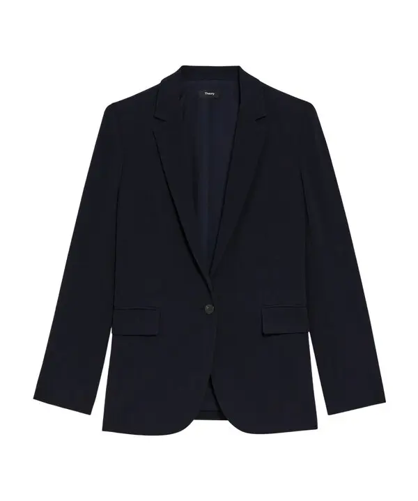 Theory Single-breasted Plissé Blazer - Black