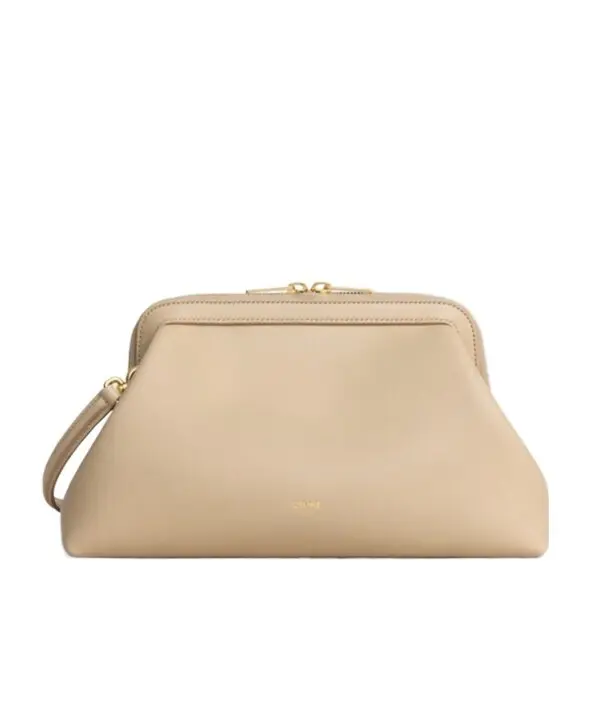 Celine Small Doctor Pouch In Supple Natural Calfskin - Dark Ivory