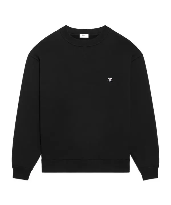 Celine Cotton Fleece Sweatshirt - Black/white/red