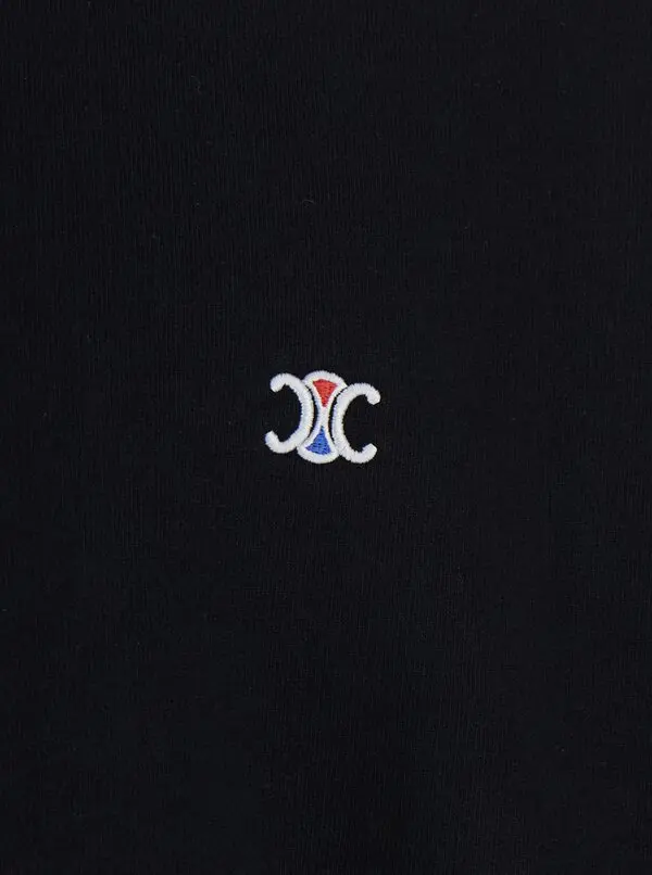 Celine Cotton Fleece Sweatshirt - Black/white/red