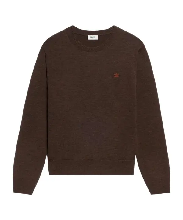 Celine Crewneck Sweater In Fine Wool - Chocolate