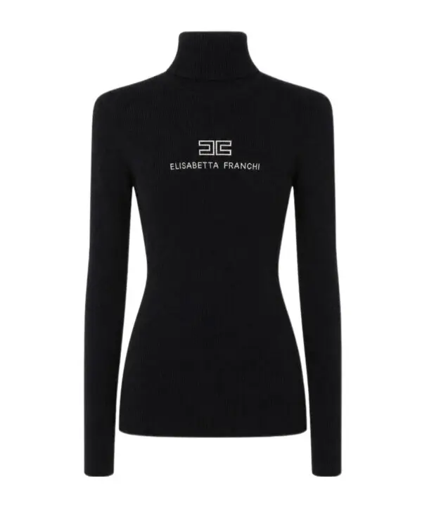 Elisabetta Franchi Long-sleeved Turtleneck Sweater - Black
