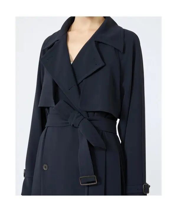 Max Mara Double-breasted Compact Cady Trench Coat Midnightblue