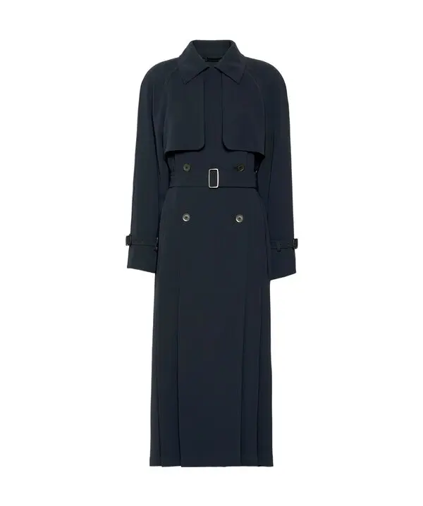 Max Mara Double-breasted Compact Cady Trench Coat - Midnight Blue