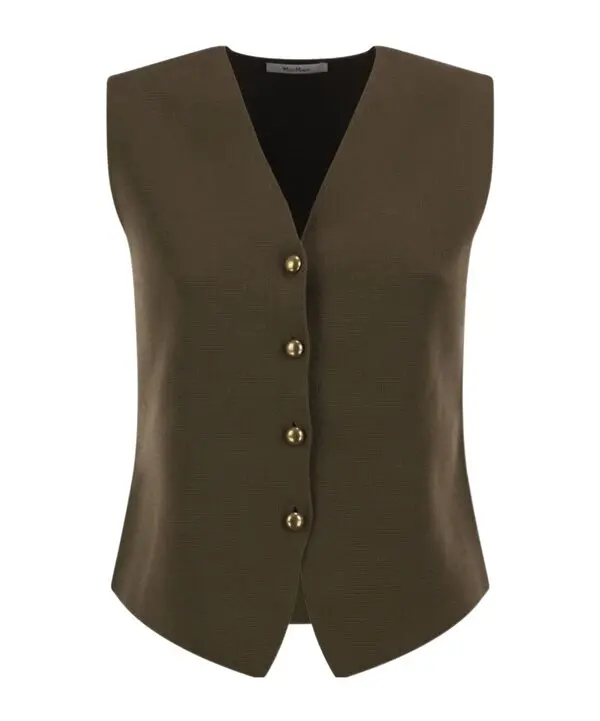 Max Mara Fuggito Buttoned V-neck Vest - Green