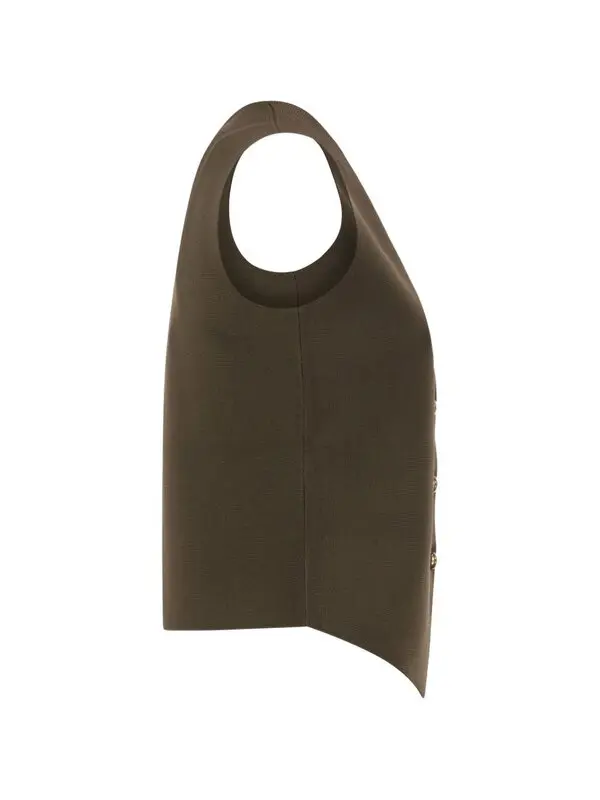 Max Mara Fuggito Buttoned V-neck Vest - Green