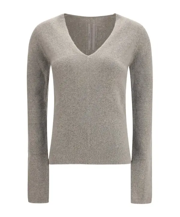 Rick Owens Ribbed V-neck Knitted Sweater