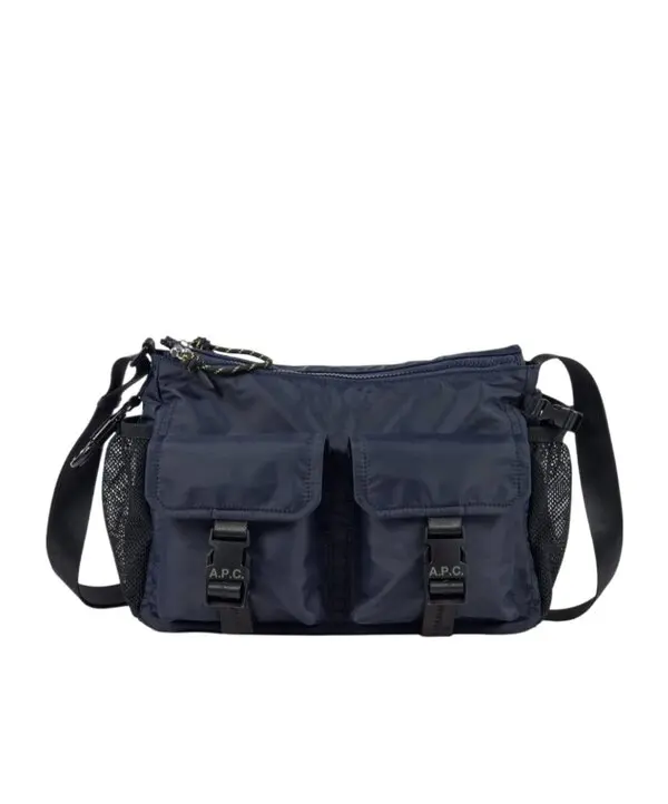 A.p.c. Logo Patch Zip-up Crossbody Bag - Deep Navy