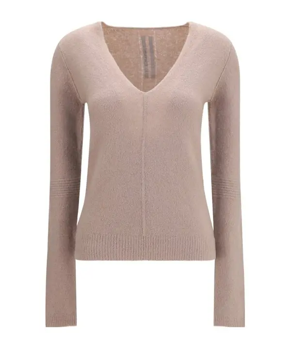 Rick Owens Ribbed V-neck Knitted Sweater