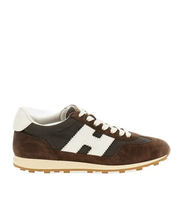 Hogan Round-toe Lace-up Suede And Technical Fabric Sneakers