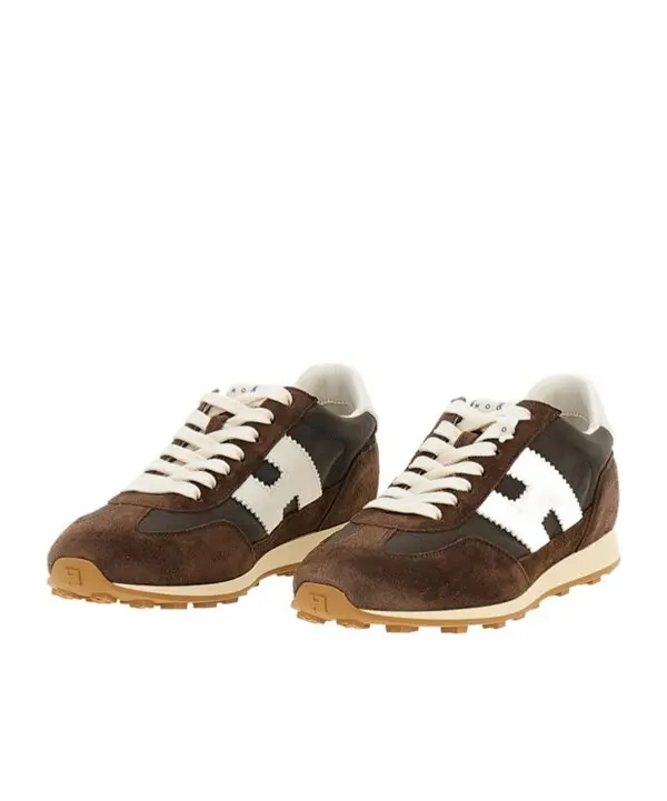 Hogan Round-toe Lace-up Suede And Technical Fabric Sneakers