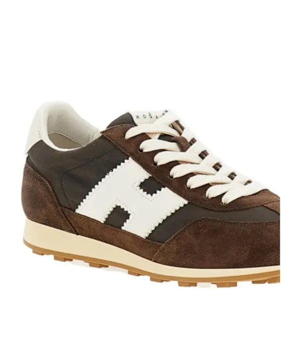 Hogan Round-toe Lace-up Suede And Technical Fabric Sneakers