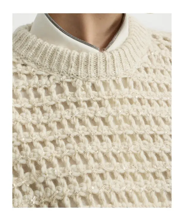 Brunello Cucinelli Open-knit Sequined Sweater