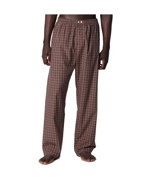 TEKLA Plaid Pajama Pants - Brown