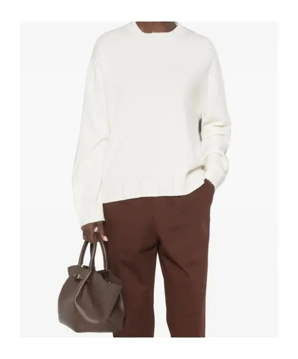 Fabiana Filippi Ribbed-trim Crew-neck Sweater - White