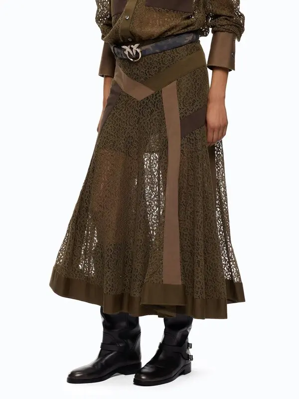 Pinko Lace-panelled Patchwork Midi Skirt