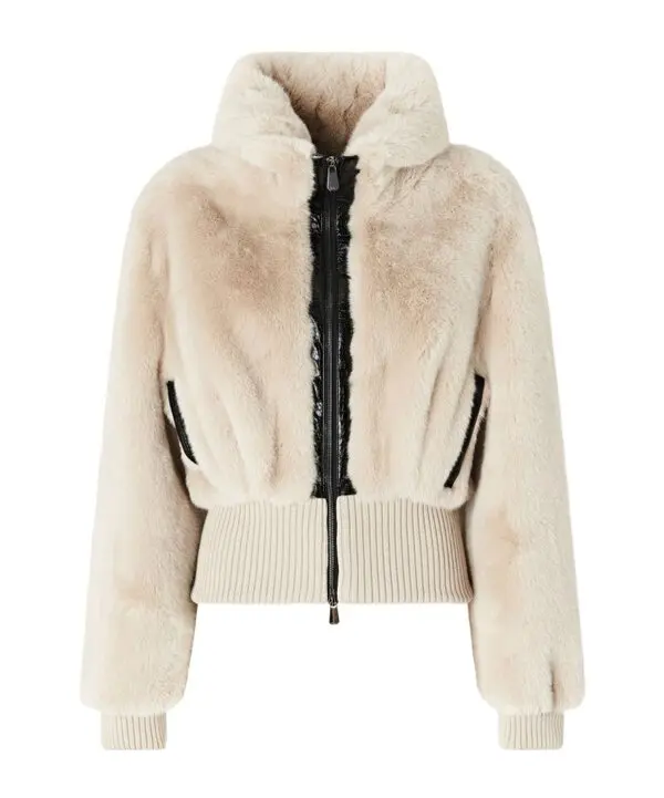 Pinko Faux-fur Ribbed-trim Jacket