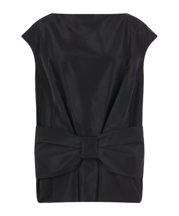 Simone Rocha Bow Detail Peplum Top - Black
