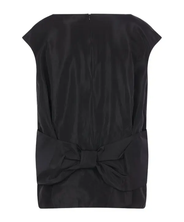 Simone Rocha Bow Detail Peplum Top - Black
