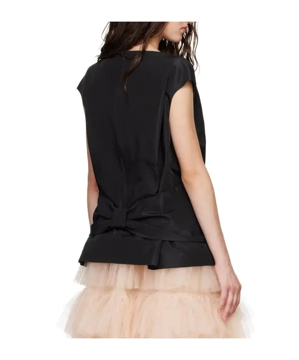 Simone Rocha Bow Detail Peplum Top - Black
