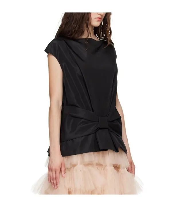 Simone Rocha Bow Detail Peplum Top - Black