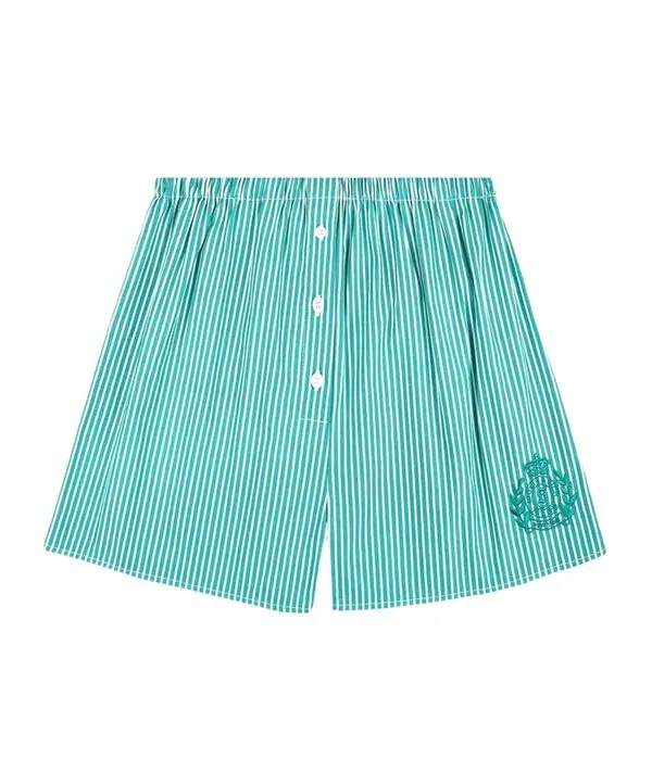SPORTY  RICH Striped Shorts With Logo Detail