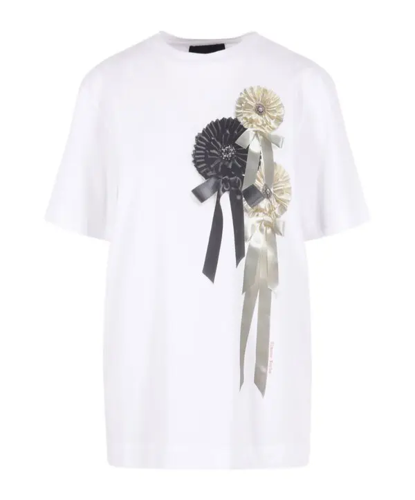 Simone Rocha Ribbon Rosette Print T-shirt - White