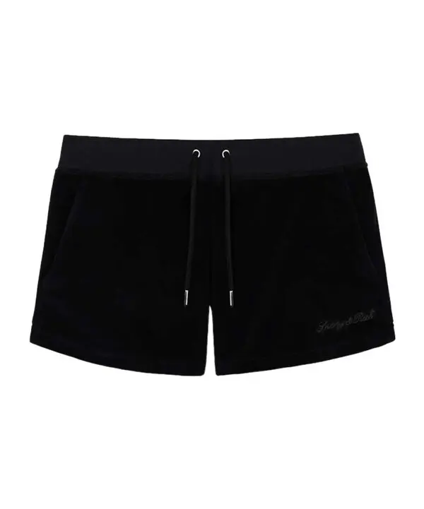 SPORTY  RICH Sporty & Rich Drawstring Shorts With Crystal Logo