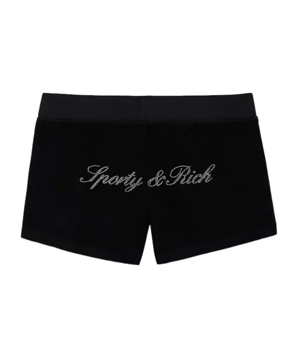 SPORTY  RICH Sporty & Rich Drawstring Shorts With Crystal Logo
