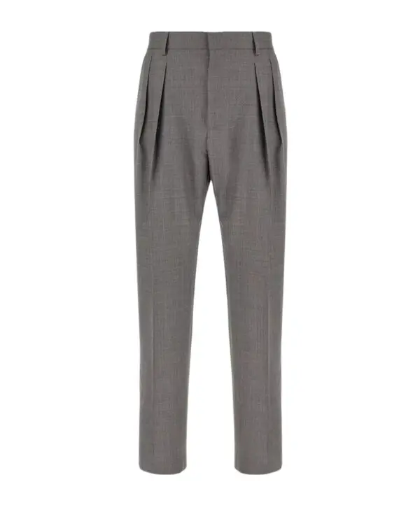 Paul Smith Embroidered Wool Tailored Pant Belt Loops - Grey