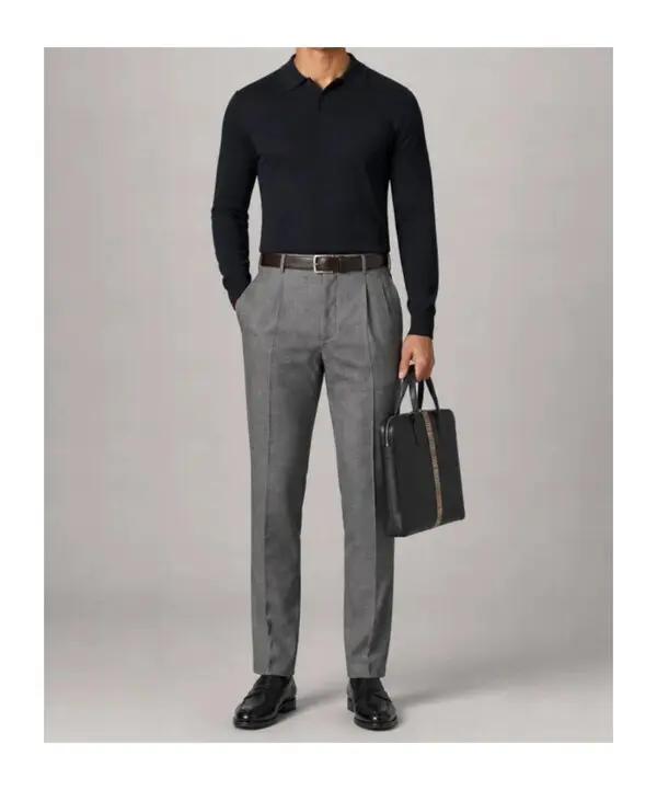 Paul Smith Embroidered Wool Tailored Pant Belt Loops