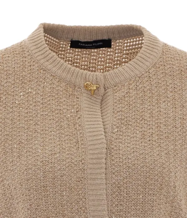 Fabiana Filippi Textured Embellished Cardigan - Nude