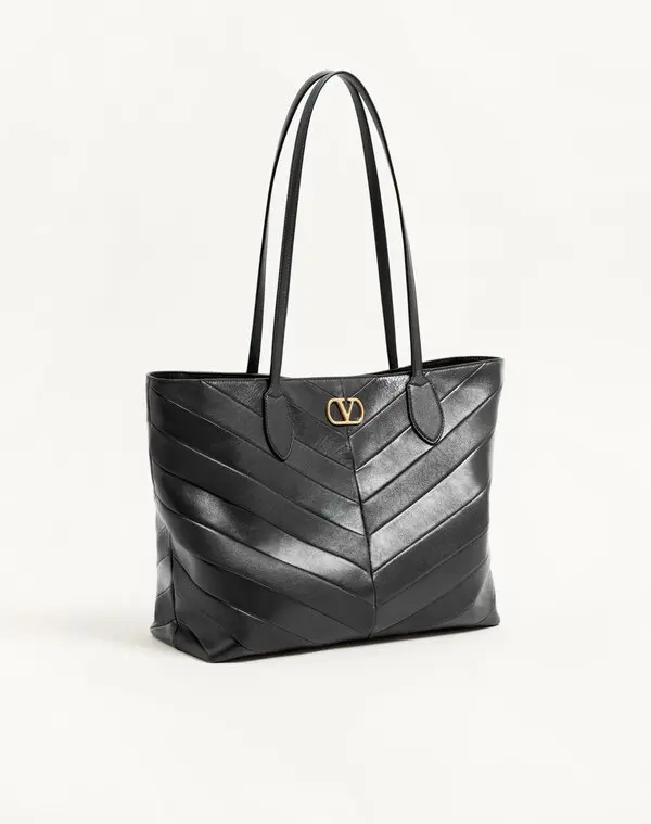 Valentino Garavani Jean Medium Shopping Bag In Nappa With Chevron Motif