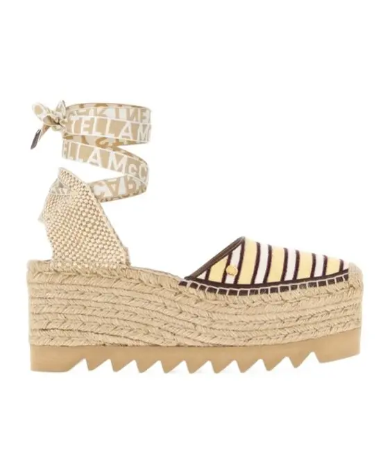 Stella McCartney Gaia 80 Stripe Wedge Sandals - Nude