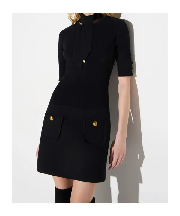 Elisabetta Franchi Ribbed Mini Knitted Dress