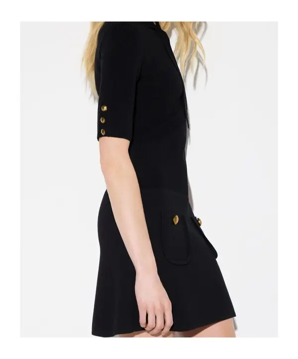 Elisabetta Franchi Ribbed Mini Knitted Dress