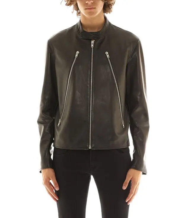 MAISON MARGIELA Mock Neck Leather Jacket