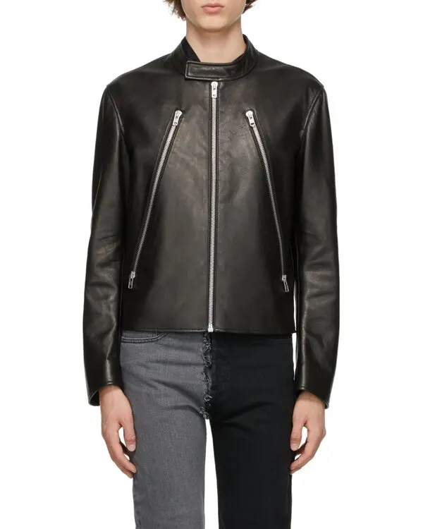 MAISON MARGIELA Mock Neck Leather Jacket