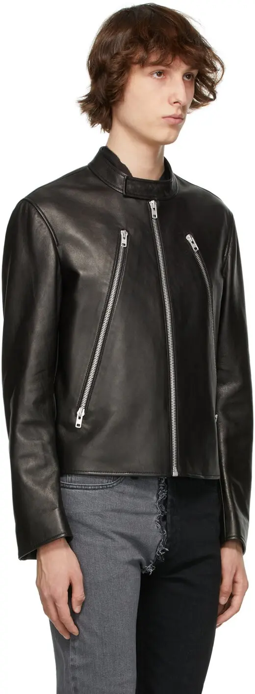 MAISON MARGIELA Mock Neck Leather Jacket