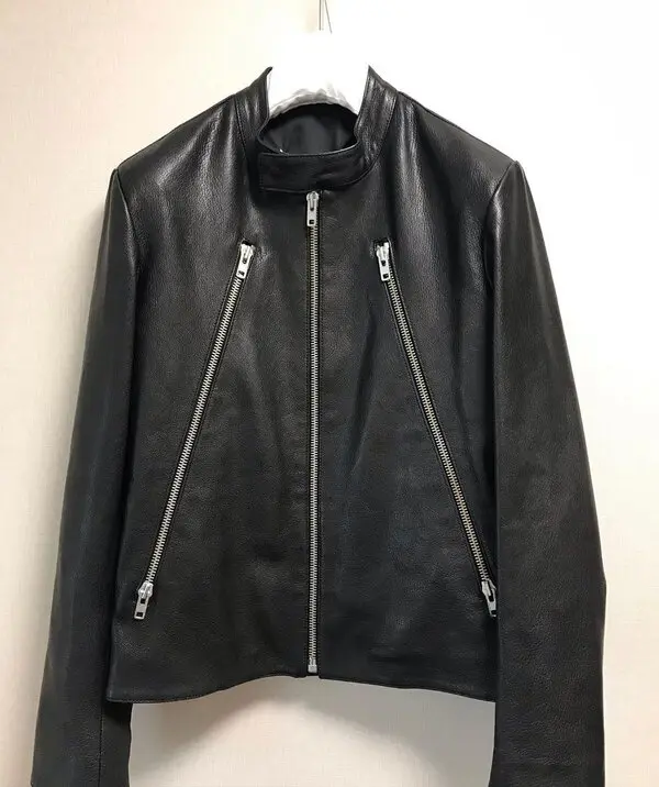 MAISON MARGIELA Mock Neck Leather Jacket