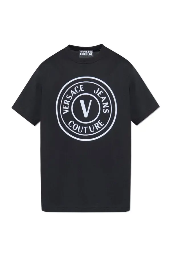 Versace Logo Printed Crewneck T-shirt - Black