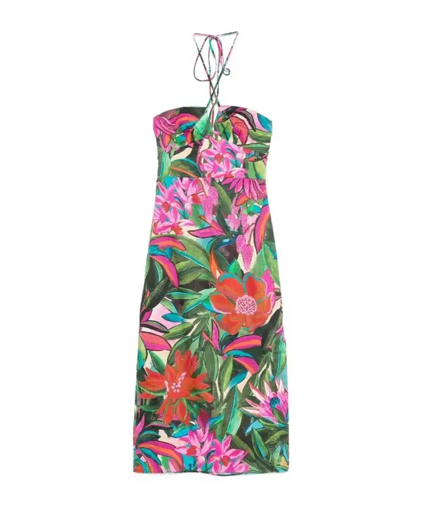 Farm Rio Neck-hanging Dress - Fern Green