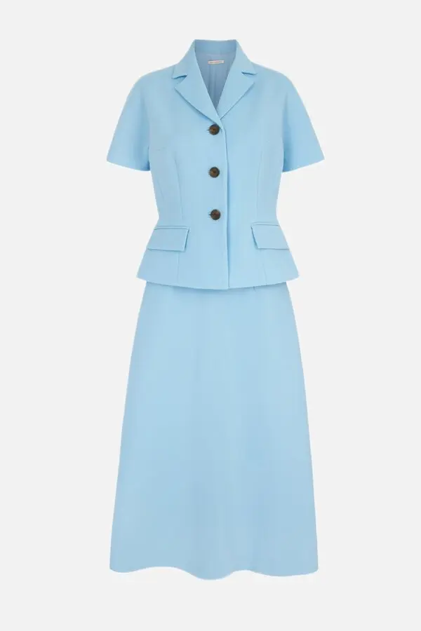 EMILIA WICKSTEAD Alexina Dress In Pale Wool Crepe - Blue