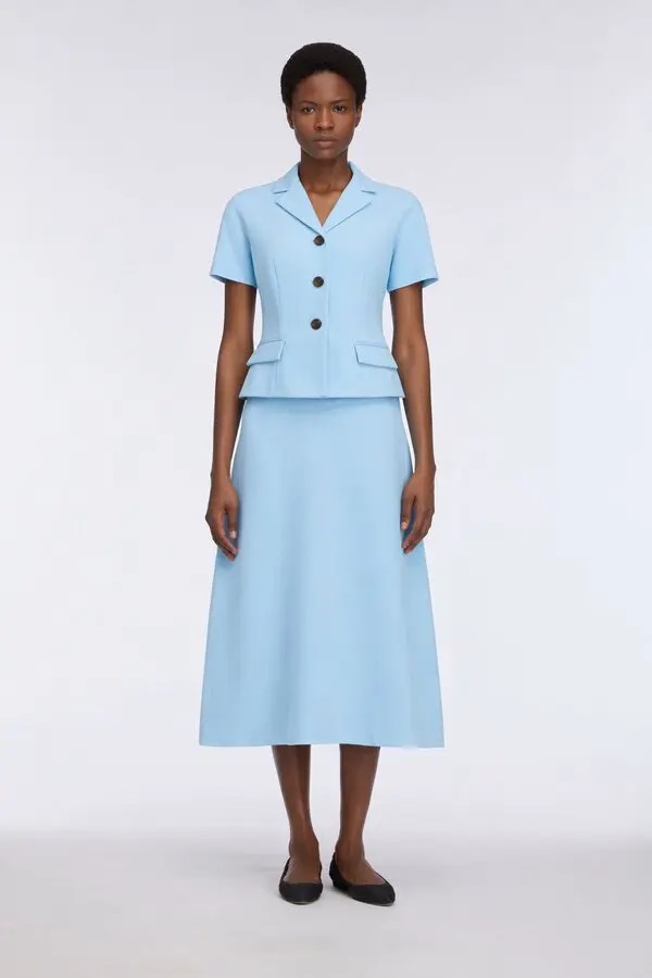 EMILIA WICKSTEAD Alexina Dress In Pale Wool Crepe - Blue