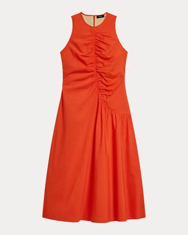 Theory Asymmetric Ruched Tank Dress - Red