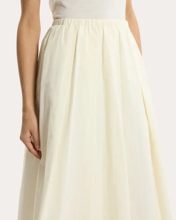 Theory Corded Cotton Pleated Midi Skirt